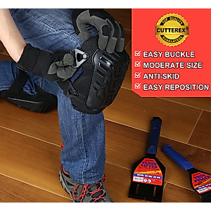 CUTTEREX FLAT Knee Pads for All Kneeling Works, Professional Knee Cushions, Heavy Duty and Protection Design Knee Pad for Flooring, Gardening, Comfortable and Durable, Anti-Skid and Adjustable Clips