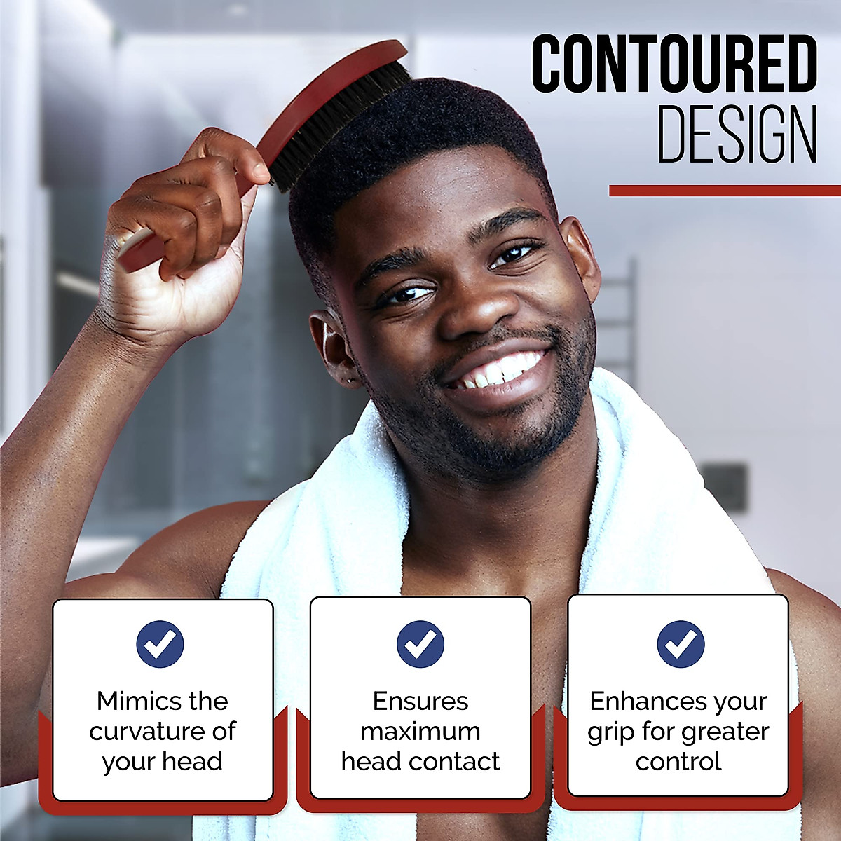 Roman-T Men's 360 Wave Brush Set - Three Handle Brushes for 360 Waves (Soft, Medium & Hard) - Grooming Gift Set