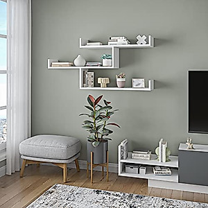Ada Home Decor Wilton Modern White Wall Shelf 26'' H x 47'' W x 9'' D/Wall Storage/Shelving Unit