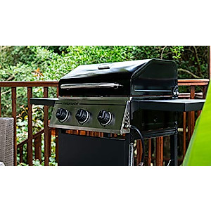 Megamaster 3-Burner Propane Gas Grill with 2 Foldable Side Tables, 30000 BTUs, Perfect for Camping, Outdoor Cooking, Patio and Garden Barbecue Grill, Silver and Black, 720-0988EA