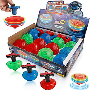 12-Pack Light Up Spinner Tops - UFO Spinning Tops with Gyroscope, LED Flashing Toy Bulk Novelty Party Favors & Fun Stocking Stuffers, Goodie Bag Fillers for Kids