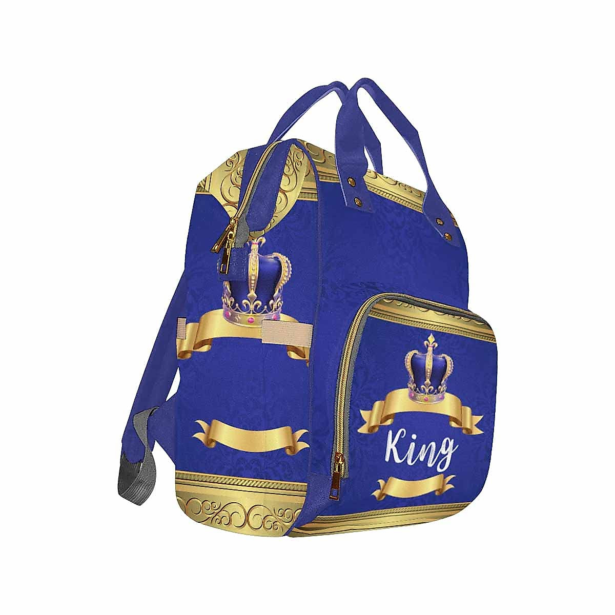 Personalized Diaper Bag Golden Crown with Sapphire Multi-Function Bags Large Diaper Backpack Customized Bag