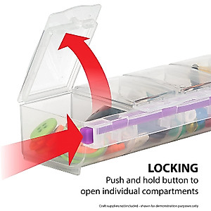 CRAFT MATES Bead Organizer and Plastic Storage Containers for Crafts, Buttons, Pins and More, 56 Locking Compartments, Clear Lids