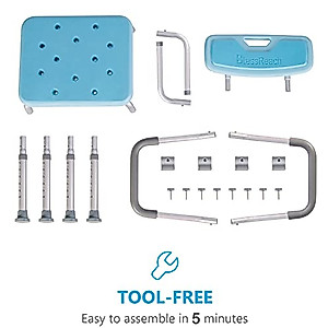 BlessReach Easily Assembled Portable Shower Chair Seat, Adjustable Shower Bench, Shower Lift Chair with Arms. (Blue)…