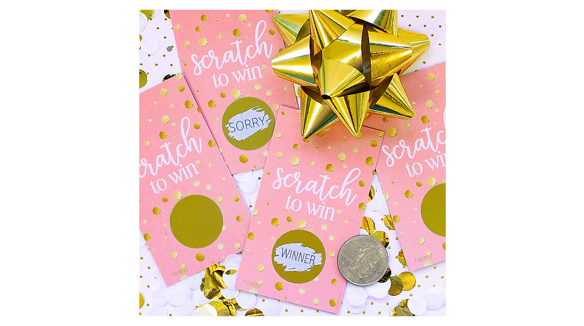 Pink & Gold Scratch Off Party Game for Bridal & Birthdays - 28 Cards