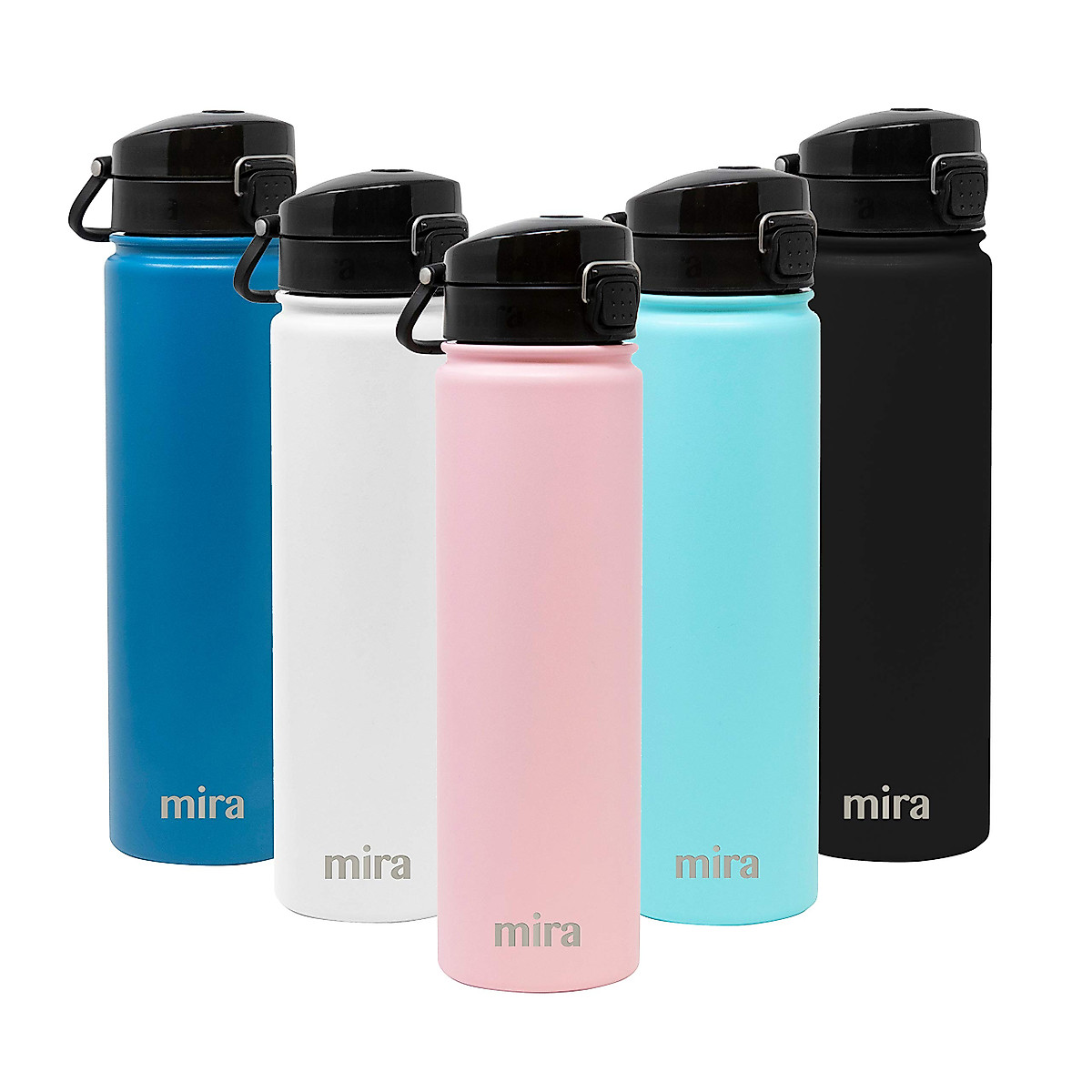 MIRA Stainless Steel Water Bottle - Hydro Vacuum Insulated Metal Thermos Flask Keeps Cold for 24 Hours, Hot for 12 Hours - BPA-Free One Touch Spout Lid Cap - 24 oz (710 ml) Rose Pink