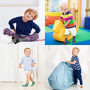 SkiBeaut Toddler Socks, Non Slip Kids Socks with Gripper Boys Grips Socks Girls Grippy Socks for 5-7 Years Old,12 Pairs