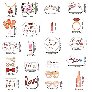 Mayzurain Wedding Bridal Shower Photo Booth Props, Rose Gold Bachelorette Photo Booth (23pcs.)