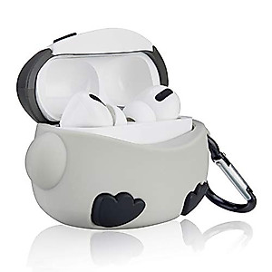 Mulafnxal for Airpod Pro 2019/Pro 2 Gen 2022 Case, Cute Cartoon Animal Silicone Air pods Cover, 3D Funny Fun Cool Keychain Kits Soft Skin Cases Kids Boys Teens Girls for Airpods Pro (Q Grey Penguin)