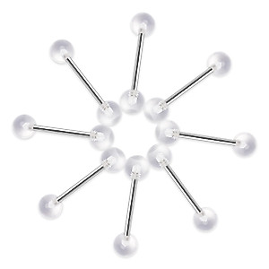 CrazyPiercing Transparent Acrylic Ball and Stainless Steel Bar Tongue ring 14G or Nipple Ring