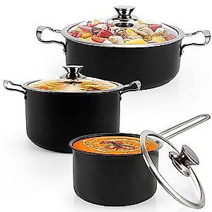 Induction Pots and Pans, Stainless Steel cookeware set 6pcs With Lid, Induction Cookware For Oven & Dishwasher Safe