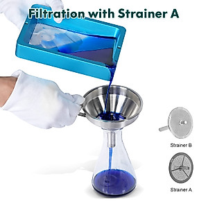 3D-Printer Resin Stainless-Steel Funnel Filter – with Detachable Resin Strainer, for Recycling or transferring uncured 3D-Printing Liquid，DOUMII
