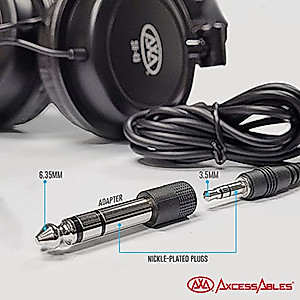 AxcessAbles On-Ear Closed-Back Studio Headphones | DJ Headphones with 6ft Cable and 1/4-inch Jack Adapter | 38mm Neodymium Driver Swiveling Cups| Guitar Practice Headphones | Recording Headphones
