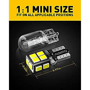 AUXITO 194 LED Bulb 6000K White 168 2825 W5W T10 Wedge 14-SMD Interior Car Bulbs Replacement for Dome Map Door Courtesy Trunk Parking License Plate Lights, 10 PCS