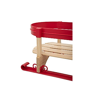 Superio Children Wooden Sled, Snow Sled for Toddlers, Kids Sleigh with Pull Ropes, Baby Sled, Red (Wooden Sled)