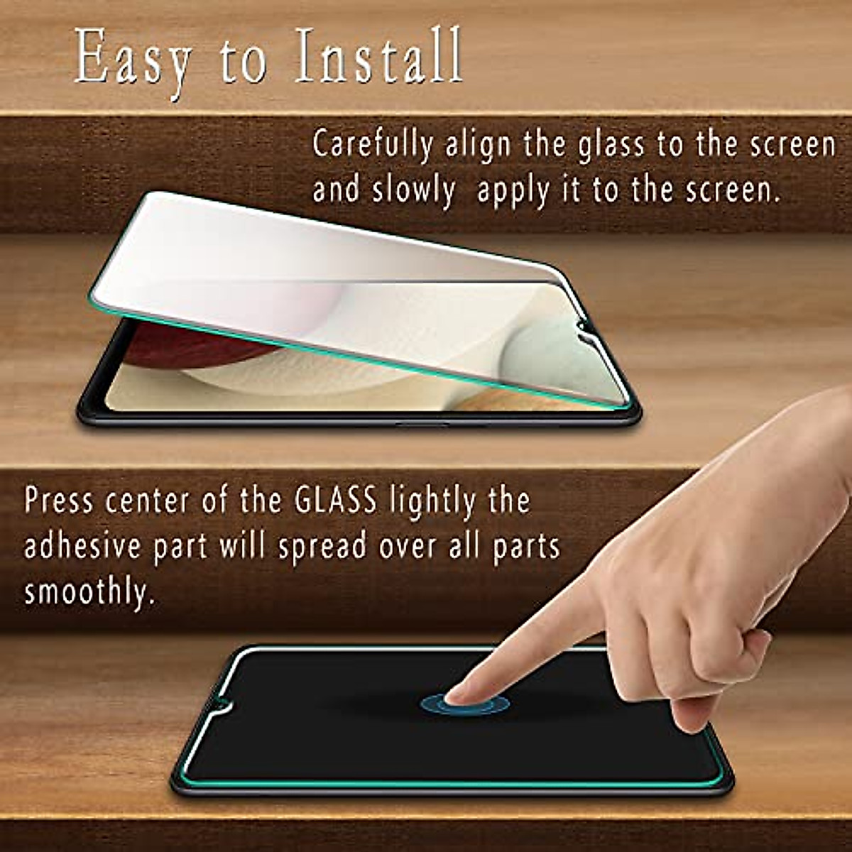 HPTech (2 Pack) Screen Protector for Samsung Galaxy A12 Tempered Glass, Easy to Install, Anti-Scratch, No-Bubble, Case Friendly