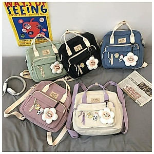 Kawaii Crossbody Purse for Girl Tote Indie Backpack School Japanese Asthetic Backpack INS Messenger Bag Kawaii Backpack Prime (black)