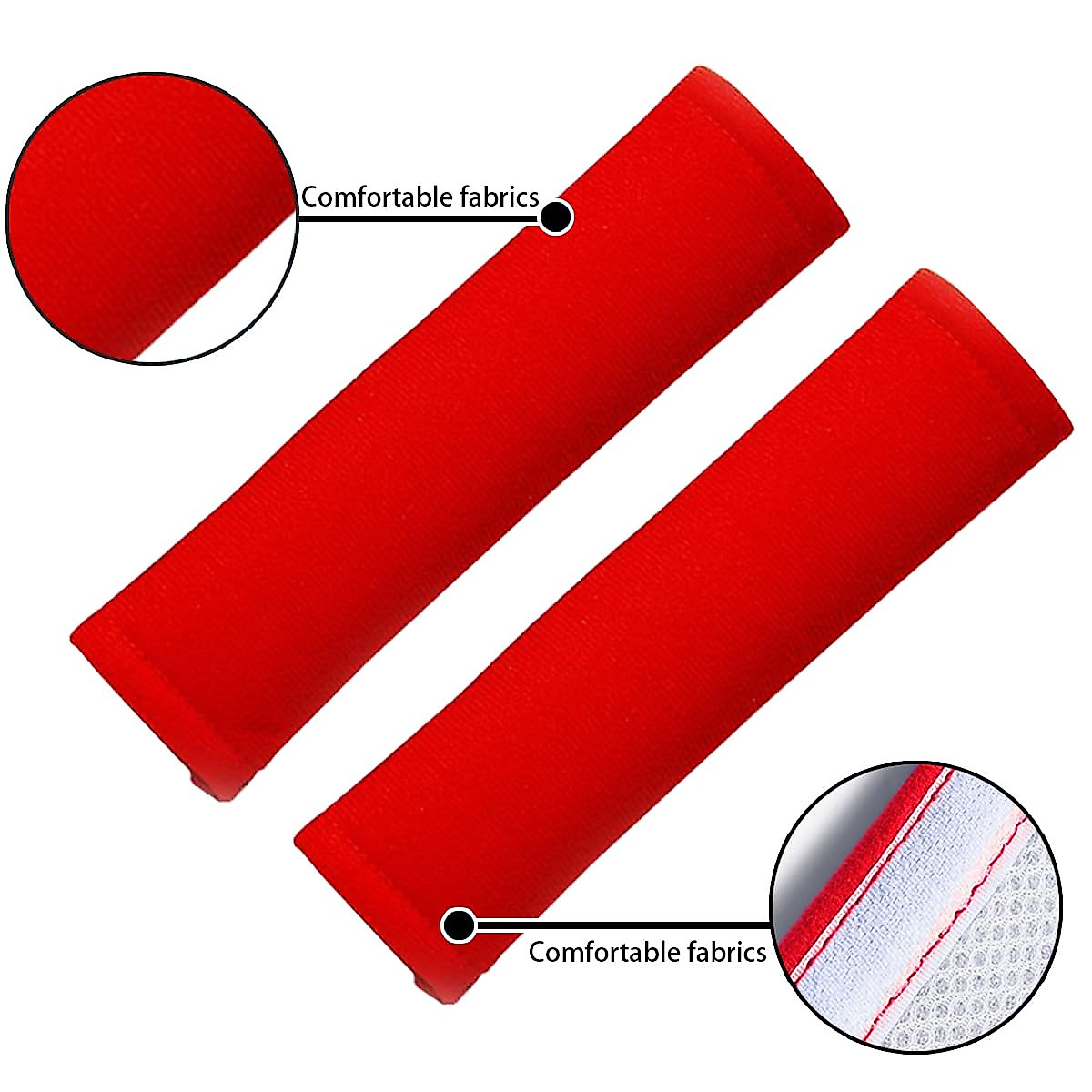 BESULEN Auto Seat Belt Cover, 2 Pack Car Safety Seatbelt Shoulder Pad for More Comfortable Driving, Universal Soft Harness Pad for Backpack Handbag Camera Straps, Compatible with All Cars (Red)
