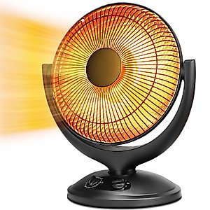 R.W.FLAME Radiant Electric Space Heater with Thermostat and Timer, 800W/400W Portable Dish Heaters for Indoor Use, Overheat and Tip Over Protection, Quiet Heater Fan for Bedroom Office Desk Home