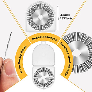 20 Pieces 45 mm Wave Rotary Blade Replacement Cutter Pinking Refill Blades Wavy Circular Edge Blade for Quilting Scrapbooking Sewing Cutting Paper Cloth Fabric Arts Crafts Tools