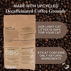 Natural Cat Litter from Upcycled Coffee Grounds - Alternative to Clay and Pellet Litter - Unscented Cat Litter Clumping - Lightweight Litter - Powerful Odor Control - Easy to Scoop - 13 LB