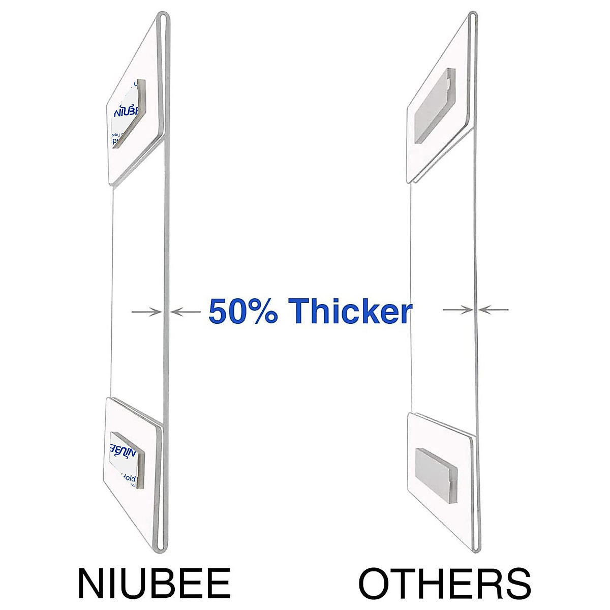 NIUBEE 4x6 inch Wall Mount Acrylic Sign Holder with Double Sided Adhesive Tape for Office, Home, Store, Restaurant, No Drilling - Horizontal (6 Pack)