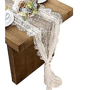 3 Pcs White Lace Table Runner 14 x 120 Inch Embroidered Boho Table Runner for Wedding Party Bridal Shower Decorations Vintage Rustic Table Runners