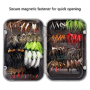 BASSDASH Fly Fishing Flies Kit Fly Assortment Trout Bass Fishing with Fly Box, 36/64/72/76/80/96pcs with Dry/Wet Flies, Nymphs, Streamers, Popper