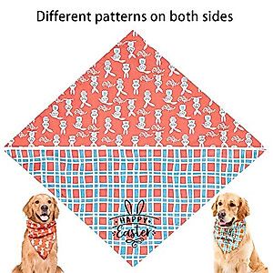 Easter Dog Bandana 2 Pack, Double Printing Double-Layer Washable Triangle Dog Scarfs, 4 Styles Decorations Bandana, Suitable Small Medium Large Dog Cat Pet