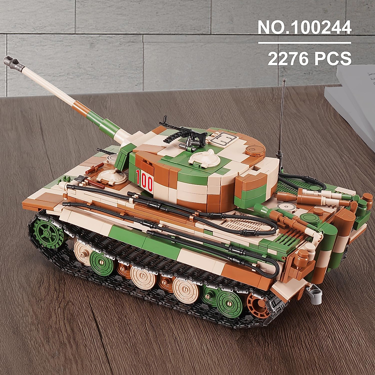 MISINI 100244 Technik Panzer Tank ，WWII-Militärpanzer Building Set，Tiger I Heavy Duty Tank，Military Construction Model Toy for Teen Gift Giving 2276pcs