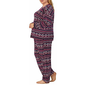 Nautica Women's 2 Piece Fleece Pajama Sleepwear Set (Medium, Purple)