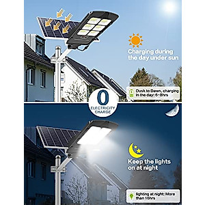 HYPERAZA Solar Street Light, 800W Solar Flood Light Outdoor Motion Sensor Dusk to Dawn Solar Light with Remote Control IP66 Waterproof for Parking Lot, Stadium, Garden (Bright White)