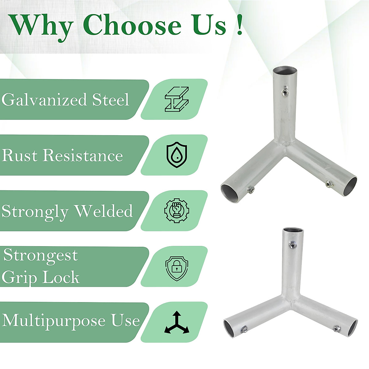 SIMOND STORE Canopy Fitting Kit - 4 Pcs 3 Way Carport Connectors 1-3/8" (Id) Fit with 1-5/16 Inch (OD) of Pipes & Poles - Low Peak Frame Canopy Couplers Joints for Shelter Deck Shed Frame