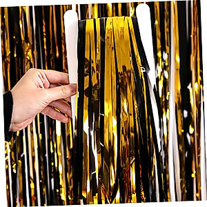 FUOYLOO 2pcs Black Gold Rain Curtain Backdrop Curtain for Party Graduation Fringe Curtain Party Supplies Prom Props Fringe Backdrop Streamer Aluminum Foil The Pet Baby Metal Foil