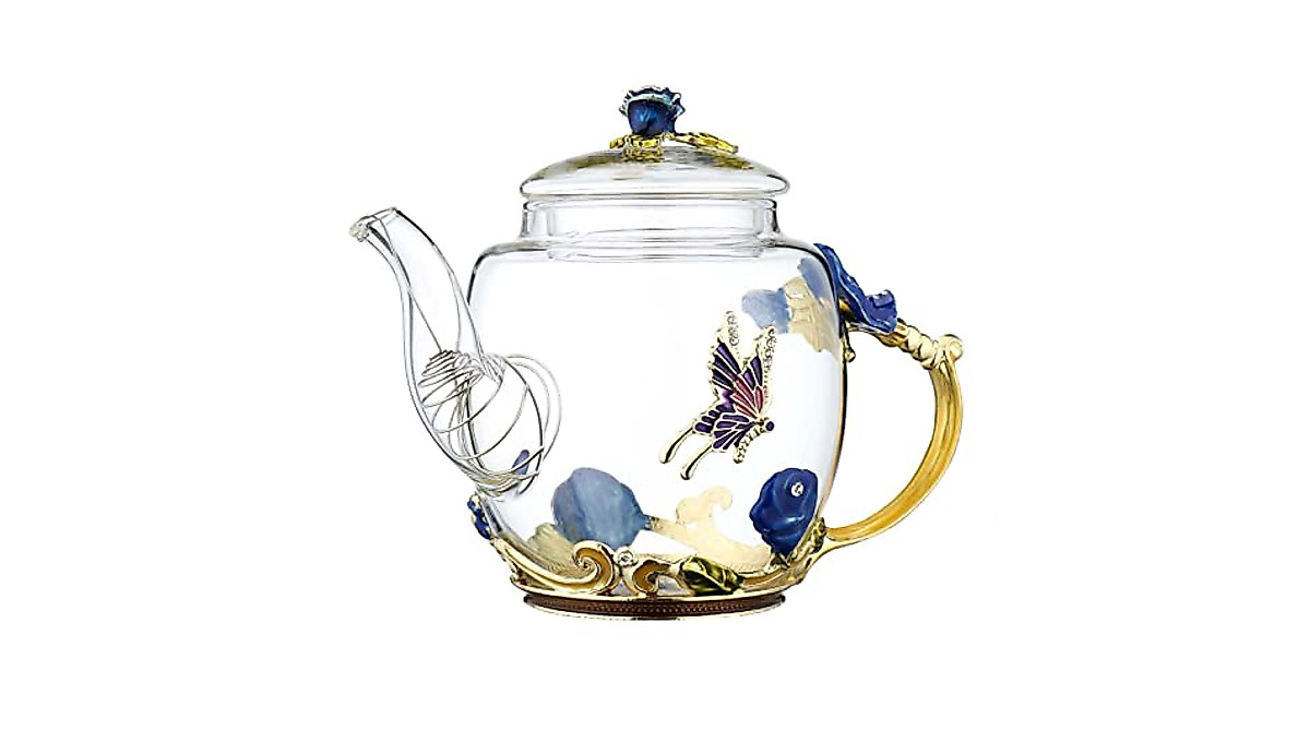 Elegant Floral Glass Teapot Set for Tea Parties