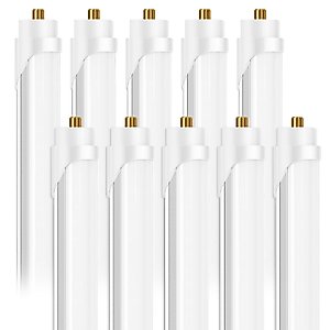 ONLYLUX 8 Foot Led Bulbs T8 T12 LED 8ft Tube Light F96T8 F96T12 LED Bulb 96" FA8 Single Pin LED Fluorescent Replacement, (100W Fluorescent Equivalent) 6500K CW Daylight Milky Cover, 10 Pack