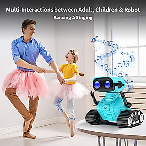 AONGAN Robot Toys - Remote Control Robot Toys for Kids, Dancing Singing Music LED Eyes Demo, Interactive Engaging Robots, USB Charging Tech Gifts Toys for Boys Girls 3 4 5 6 7 8 9 Years Old (Blue)