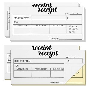 Spakon 4 Pieces Receipt Books Carbonless Pocket Size Receipt Book with Copies 6 x 2.8 Inch Carbon Copy Notepad Carbonless Copy Invoice Book Carbon Receipt Booklet for Boutique Business Supplies