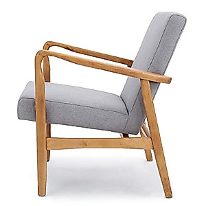 GDF Studio Winford Light Grey Fabric Wood Frame Mid Century Modern Office Chair