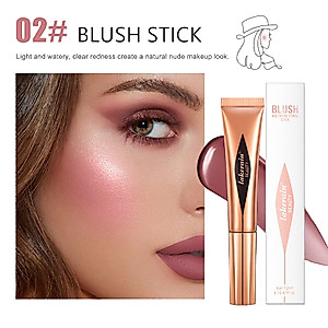 Liquid Blush Stick, Multi-Use Blush Beauty Wand Makeup for Face Cheeks, Silky & Smooth Waterproof Matte Liquid Blush Stick with Cushion Applicator, Natural Looking Face Tint Blush Makeup(#02 Blush)