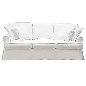 Sunset Trading Horizon Slipcovered Warm White Sofa, Small,