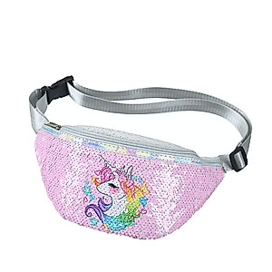 Girl’s Unicorn Fanny Pack - Cute Kids Travel Waist Bag - Crossbody Belt Bag Sport Running Camping Trip - Christmas Gift for Girls