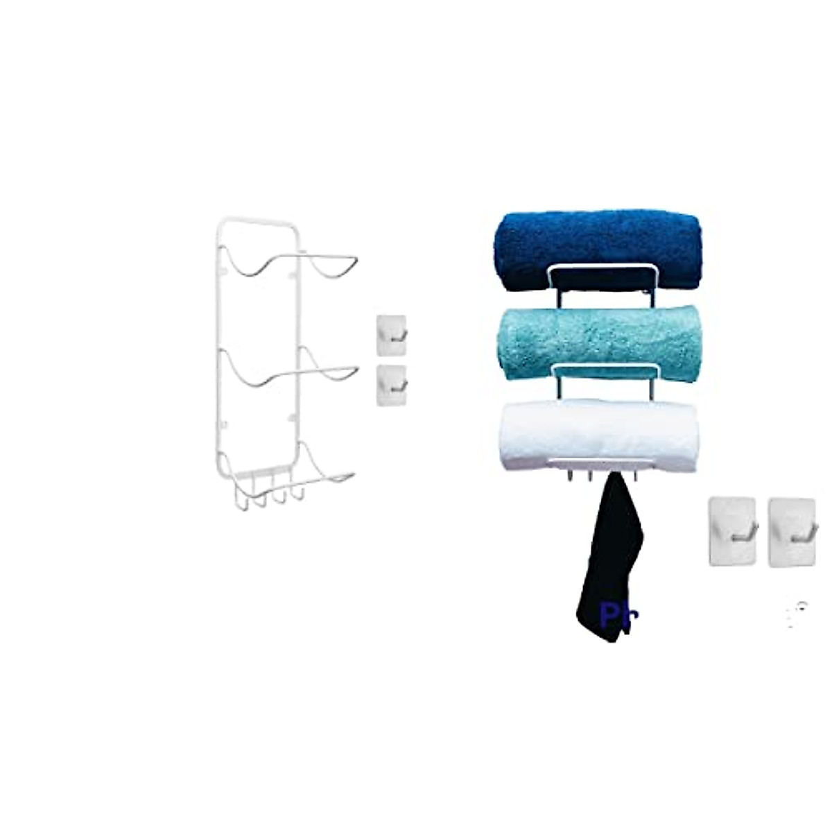 KOOLIST Yoga Mats Holder, Wall Mount, Rack for Yoga Mats or Towel Storage. 3 Shelf Contoured Design with additional 4 Hook Assembly