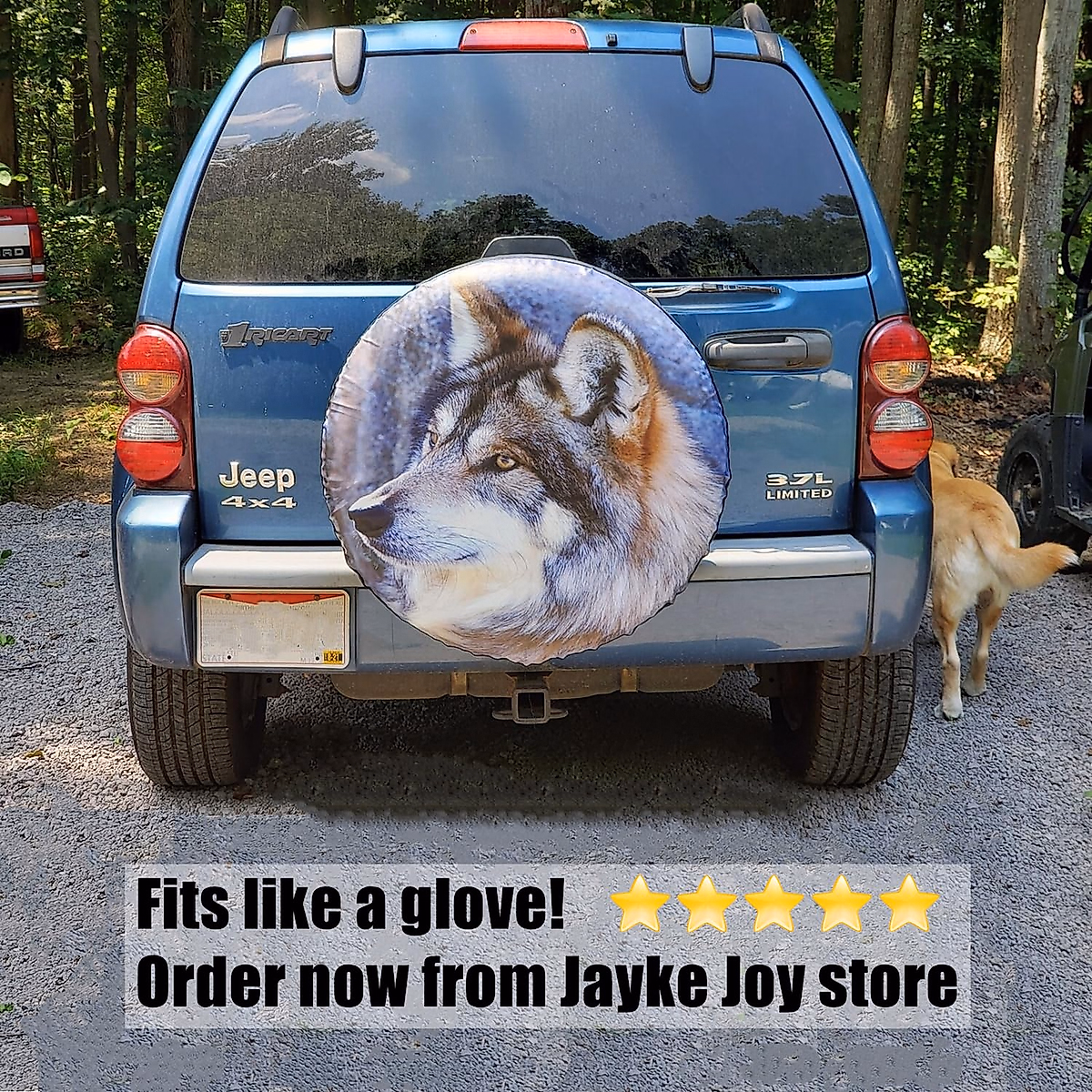 Spare Tire Cover, Wheel Cover with Wolf Print Waterproof Dust-Proof Universal Fit for Jeep, Trailer, RV, SUV, and Camper Van (14 Inch)