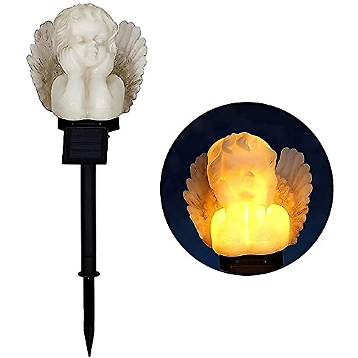 Ghlevo Resin Craft Solar Angel Cupid Christmas Outdoor Decoration Lighting Floor Lamp Chandelier Sun Angel Novelty Landscape Light Path Porch Home Garden Light