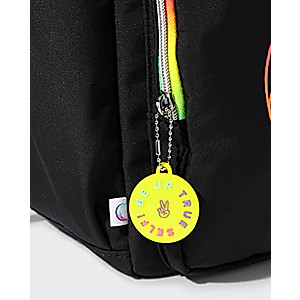 Sugar & Jade Girls' Teen Back to School, Full, Fashion Backpack, Black Multi Smiley, One Size