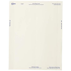 Avery Name Badge Inserts, Print or Write, 2-1/4 Inch x 3-1/2 Inch, 400 Card Stock Refills (5390), White