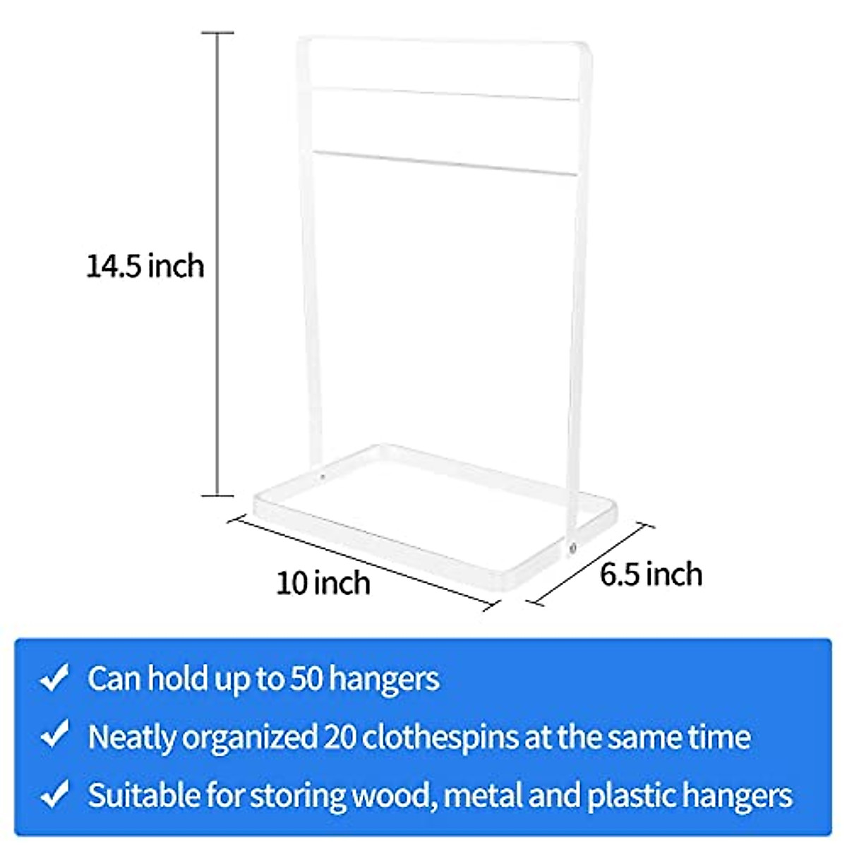 Hanger Storage Organizer,50 Velvet Clothes Hanger Holder,Hanger Stacker Rack for Laundry Closet,Drying Rack,Hanger Caddy Stand for Adult or Child Clothes Hangers(White-2 Pack)