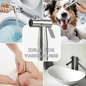 Handheld Bidet Sprayer for Toilet - Bidets for Existing Toilets Adjustable Water Pressure with Bidet Hose for Feminine Wash, Stainless Steel Muslim Shower Jet Spray for Toilet