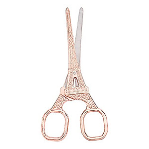 SUNNYCLUE 5.5Inch Sewing Scissors Vintage Stainless Steel European Tower Scissors for Fabric & Paper Cutting Craft Threading Household Daily Use Cross-Stitch, Rose Gold